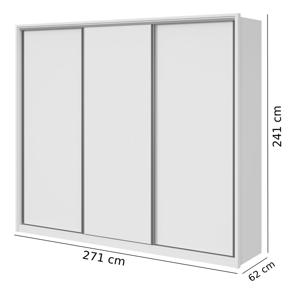 Guarda-roupa Branco 3 portas de Correr - Eletroforte Móveis