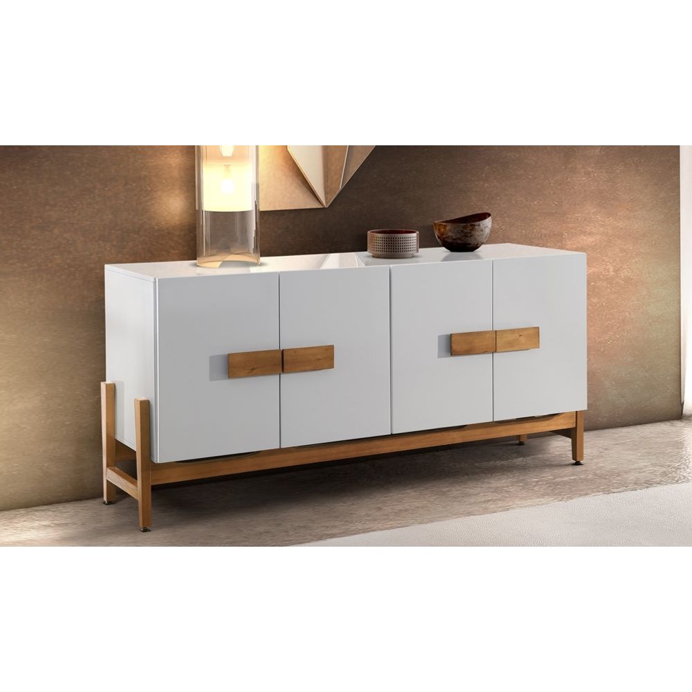 Buffet 4 Portas 160cm MDF Laqueado e Pés em Madeira Maciça - KR 090 ...